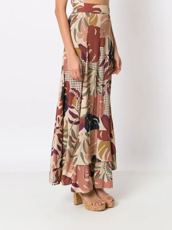 AMIR SLAMA Palm Leaf Print Maxi Skirt