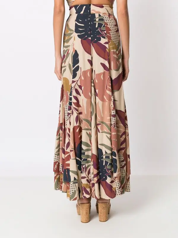 AMIR SLAMA Palm Leaf Print Maxi Skirt