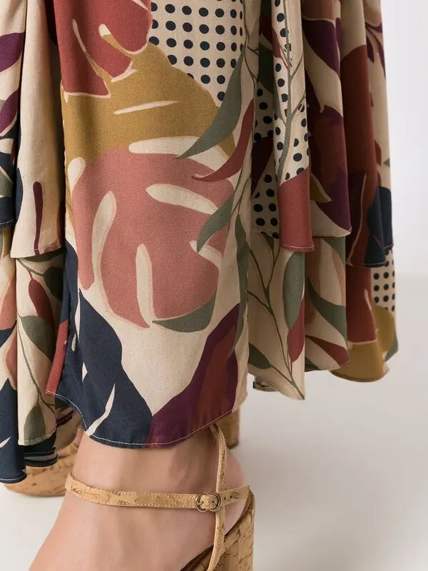 AMIR SLAMA Palm Leaf Print Maxi Skirt