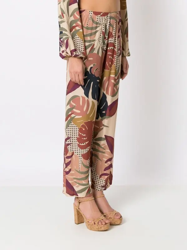 AMIR SLAMA Palm Leaf Print Trousers