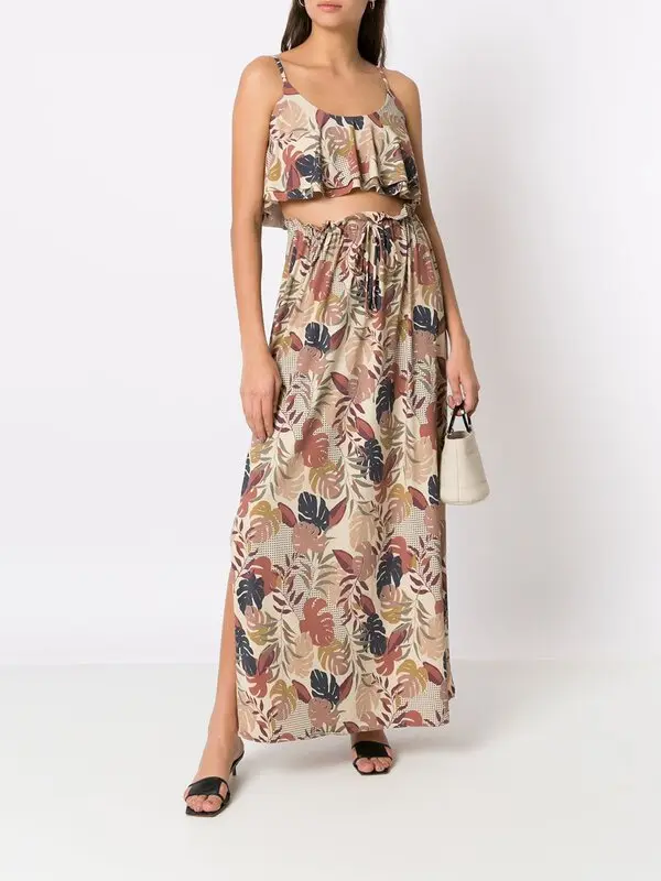 AMIR SLAMA Palm Leaf Print Maxi Skirt