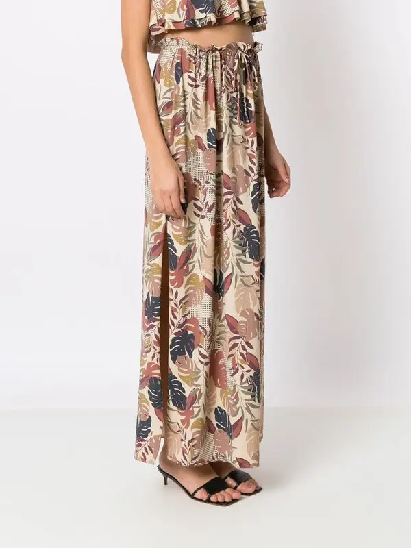 AMIR SLAMA Palm Leaf Print Maxi Skirt