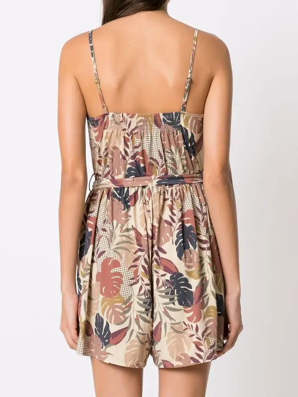 AMIR SLAMA Palm Leaf Print Playsuit