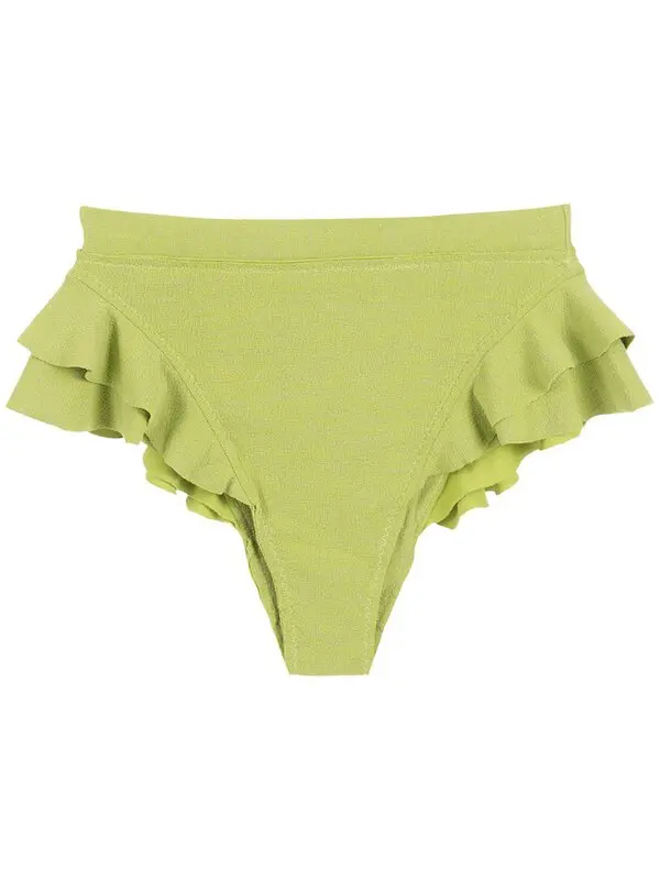 CLUBE BOSSA Ruffle-trimmed High-rise Bikini Bottom - Green