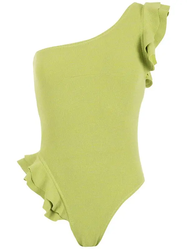 CLUBE BOSSA Ruffle-trimmed One-shoulder Swimsuit - Green