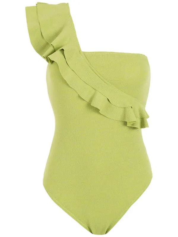 CLUBE BOSSA Ruffle-trimmed One-shoulder Swimsuit - Green