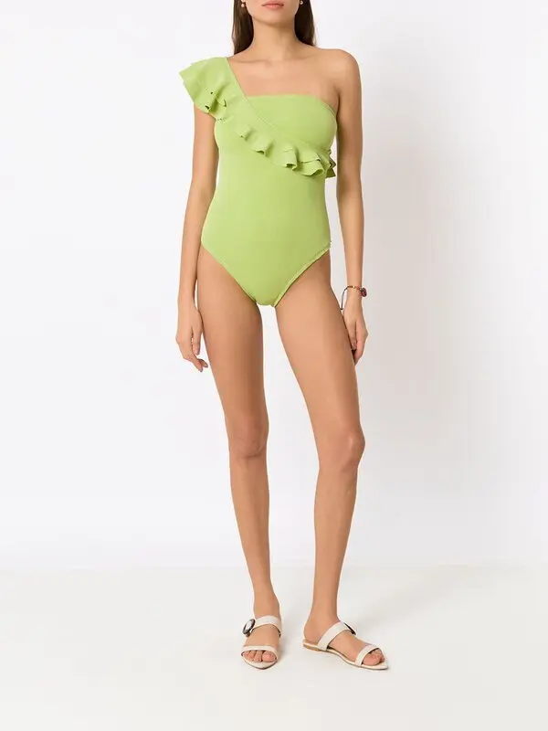 CLUBE BOSSA Ruffle-trimmed One-shoulder Swimsuit - Green