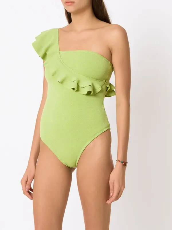 CLUBE BOSSA Ruffle-trimmed One-shoulder Swimsuit - Green