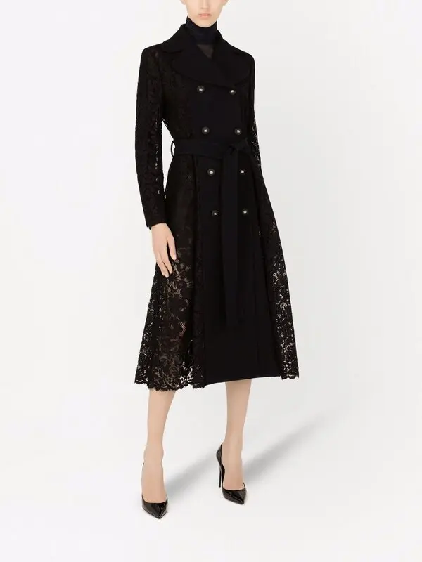 Dolce & Gabbana Cordonetto-lace Belted Coat
