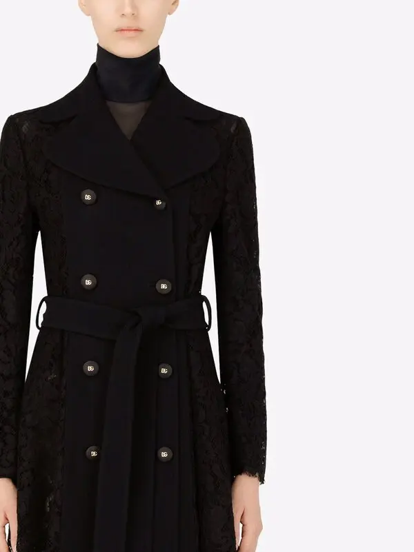 Dolce & Gabbana Cordonetto-lace Belted Coat