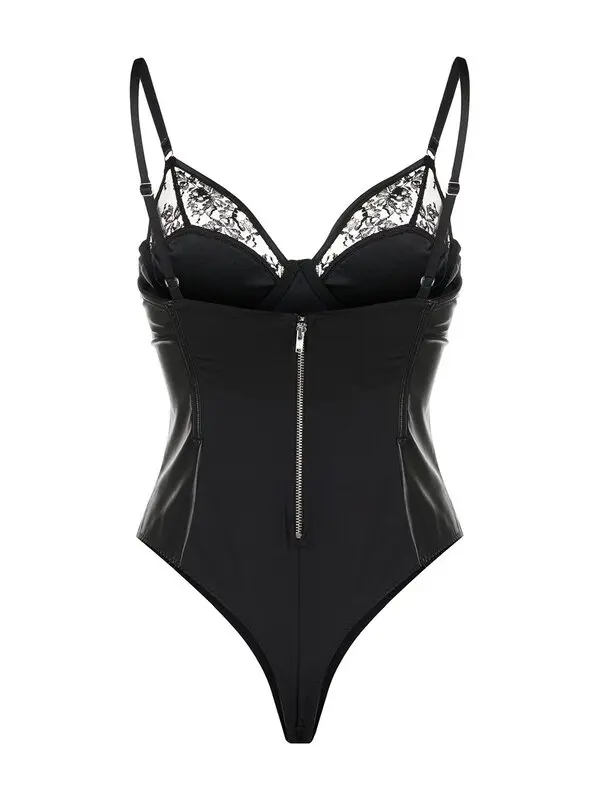 FLEUR DU MAL Bebe Vegan Leather Bodysuit