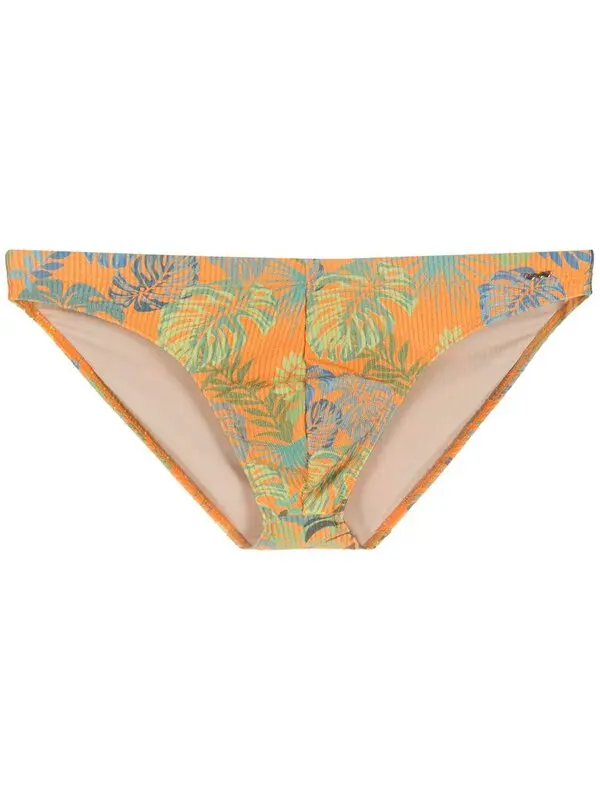 AMIR SLAMA Tropical Print Swim Briefs - Orange