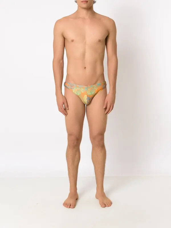 AMIR SLAMA Tropical Print Swim Briefs