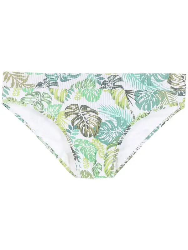 AMIR SLAMA Leaf Print Swim Briefs - White