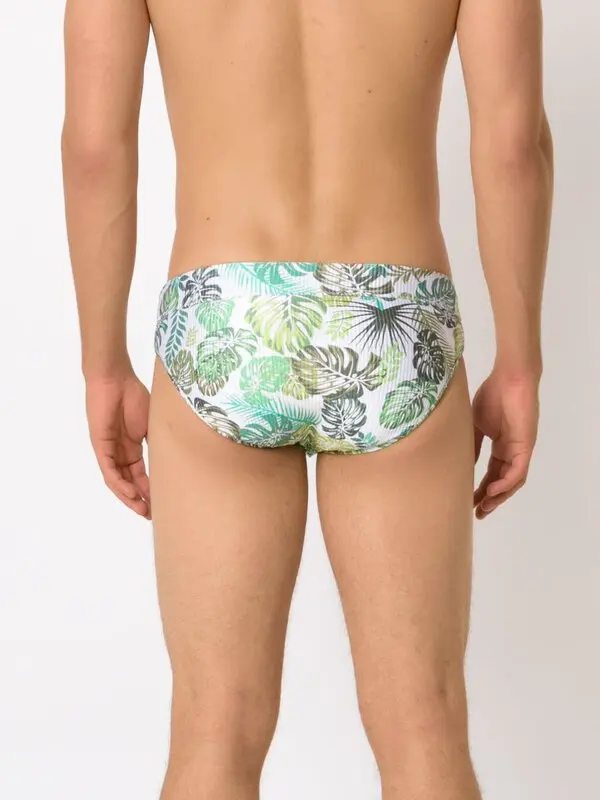 AMIR SLAMA Leaf Print Swim Briefs