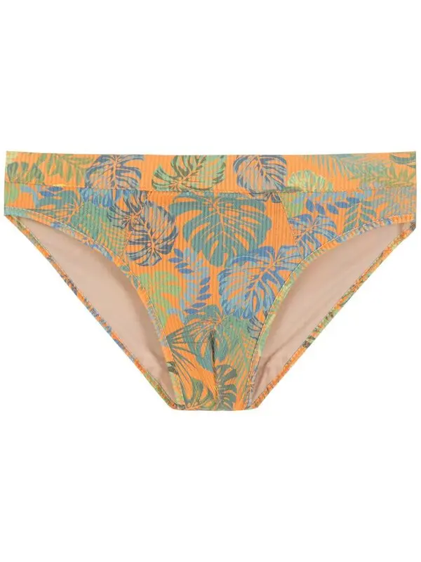 AMIR SLAMA Leaf Print Swim Briefs - Orange