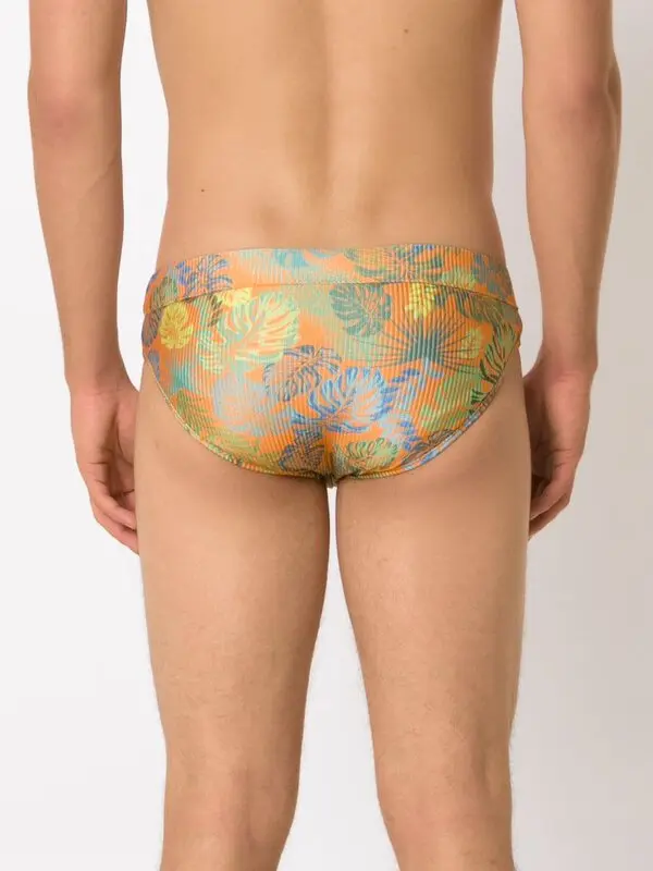 AMIR SLAMA Leaf Print Swim Briefs