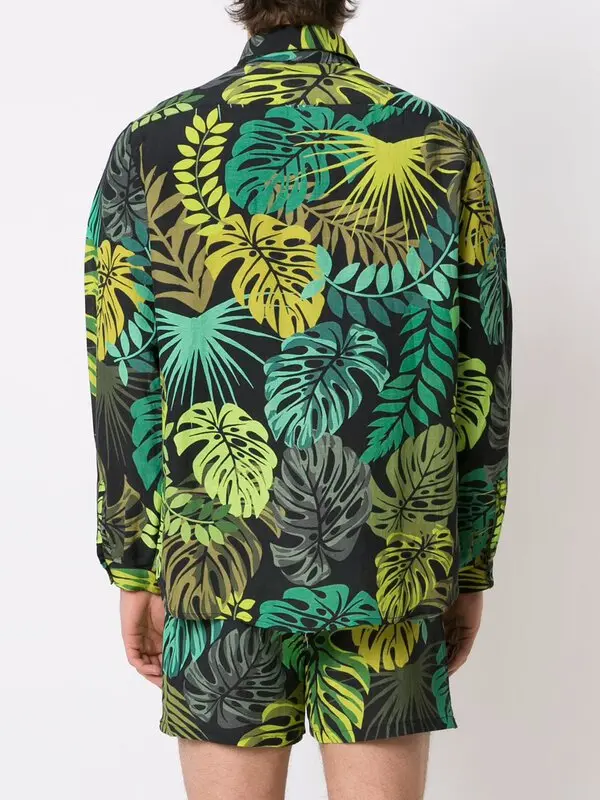 AMIR SLAMA Leaf Print Shirt - Black