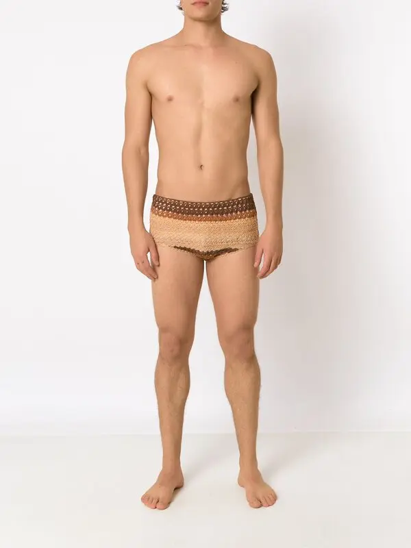 AMIR SLAMA Crochet Swim Briefs - Brown