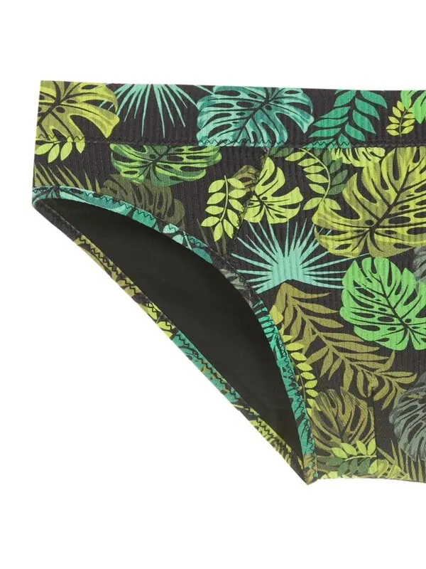 AMIR SLAMA Leaf Print Swim Briefs