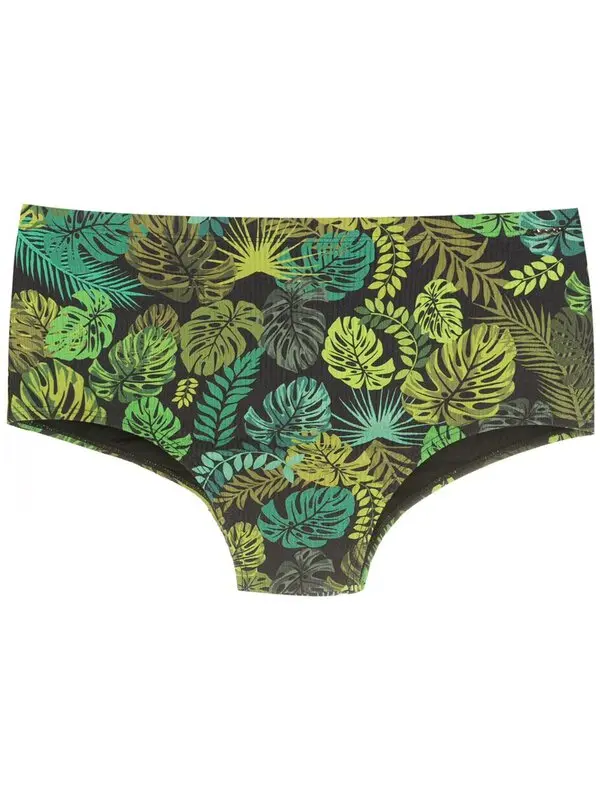 AMIR SLAMA Leaf Print Swim Briefs - Green