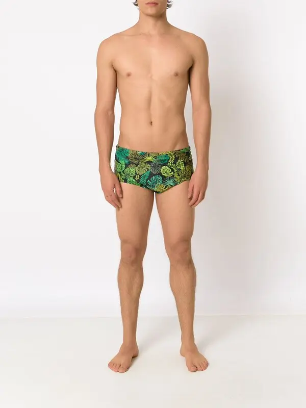 AMIR SLAMA Leaf Print Swim Briefs