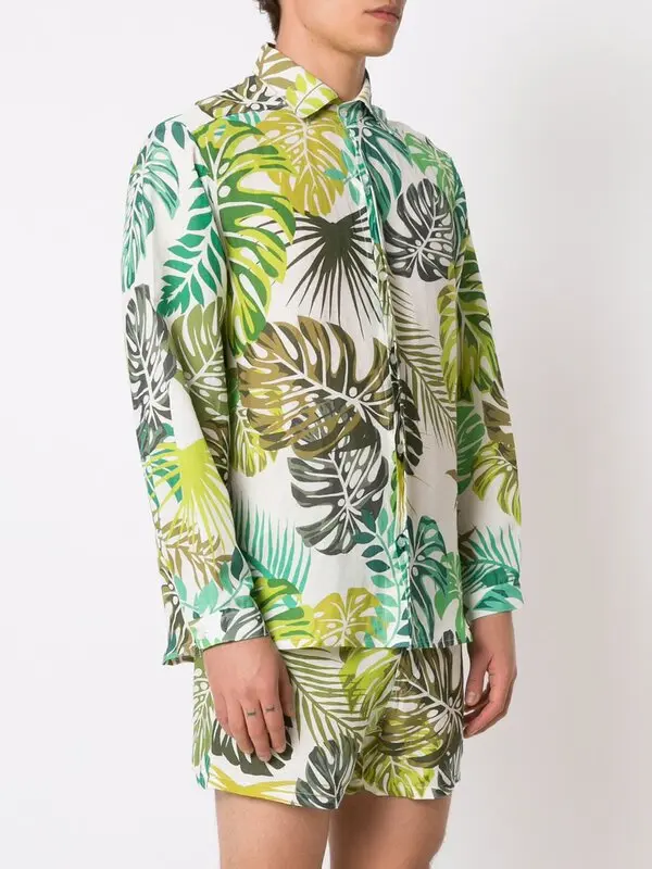 AMIR SLAMA Leaf Print Shirt