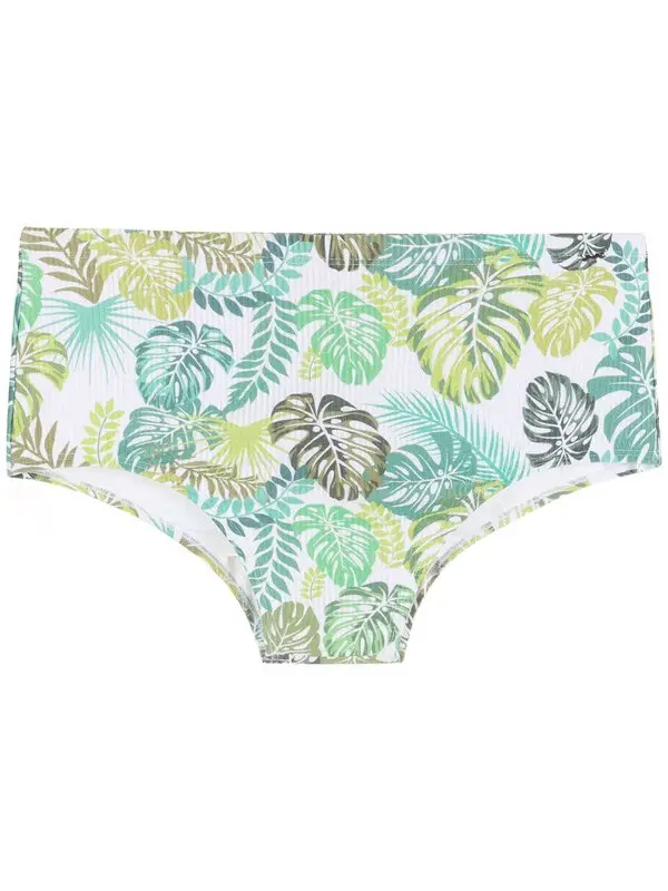 AMIR SLAMA Leaf Print Swim Briefs - White