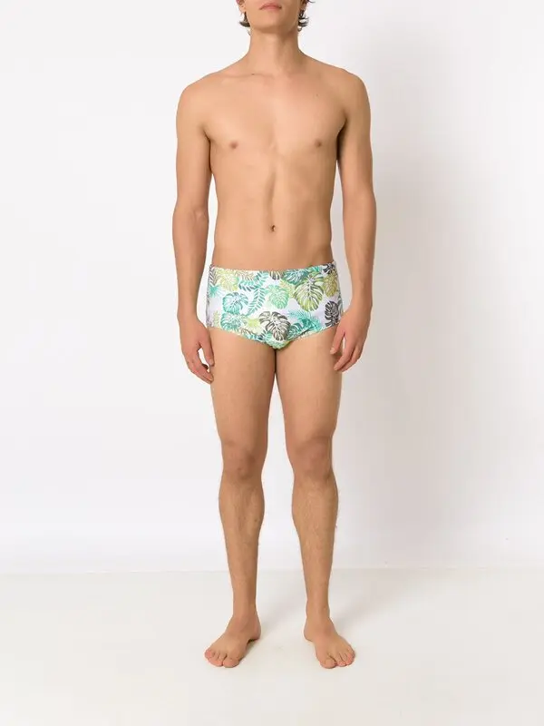 AMIR SLAMA Leaf Print Swim Briefs