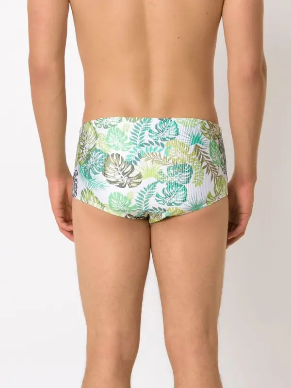 AMIR SLAMA Leaf Print Swim Briefs