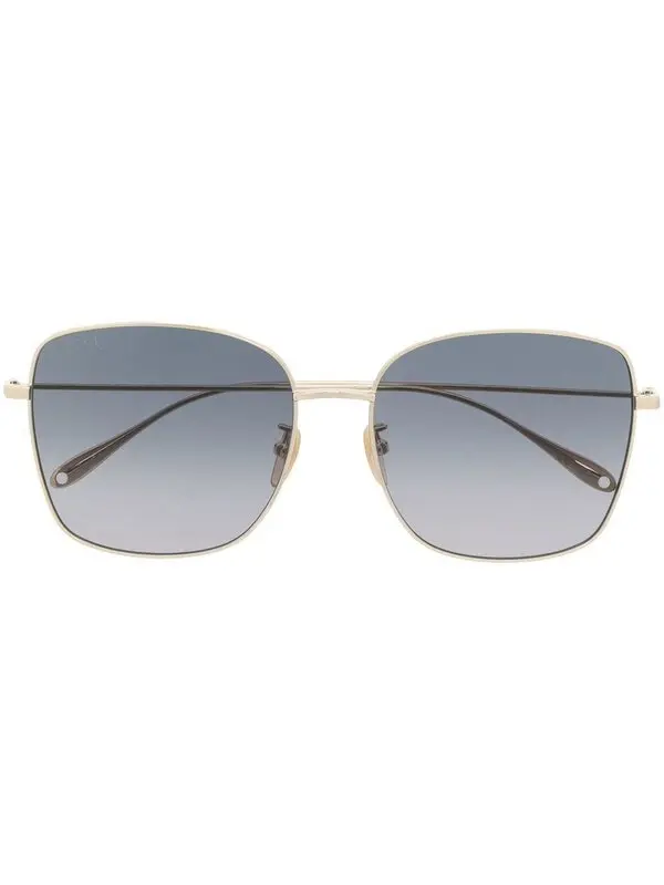 Gucci Logo-pendant Square-frame Sunglasses - Gold