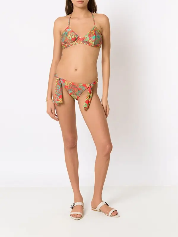 AMIR SLAMA Palm Leaf Print Bikini - Red