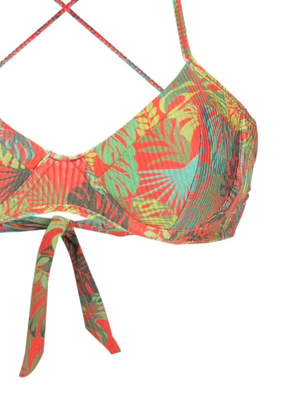 AMIR SLAMA Palm Leaf Print Bikini - Red