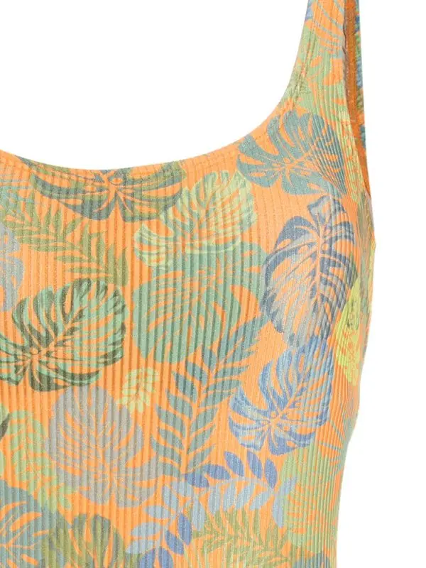 AMIR SLAMA Palm Leaf Print Swimsuit