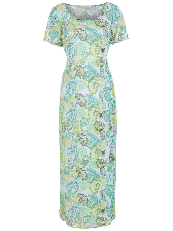 AMIR SLAMA Palm Leaf Print Midi Dress