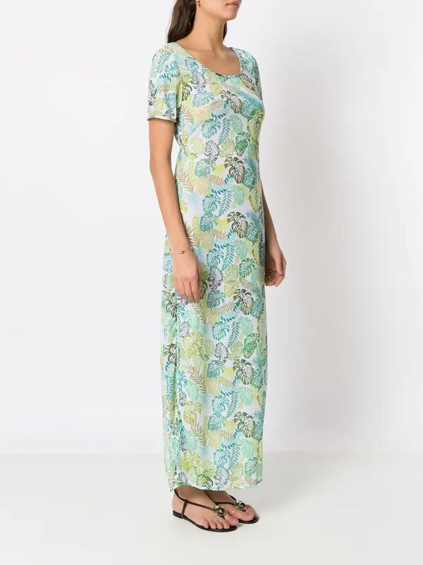 AMIR SLAMA Palm Leaf Print Midi Dress
