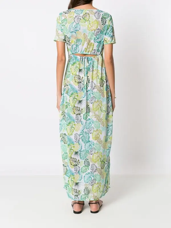 AMIR SLAMA Palm Leaf Print Midi Dress