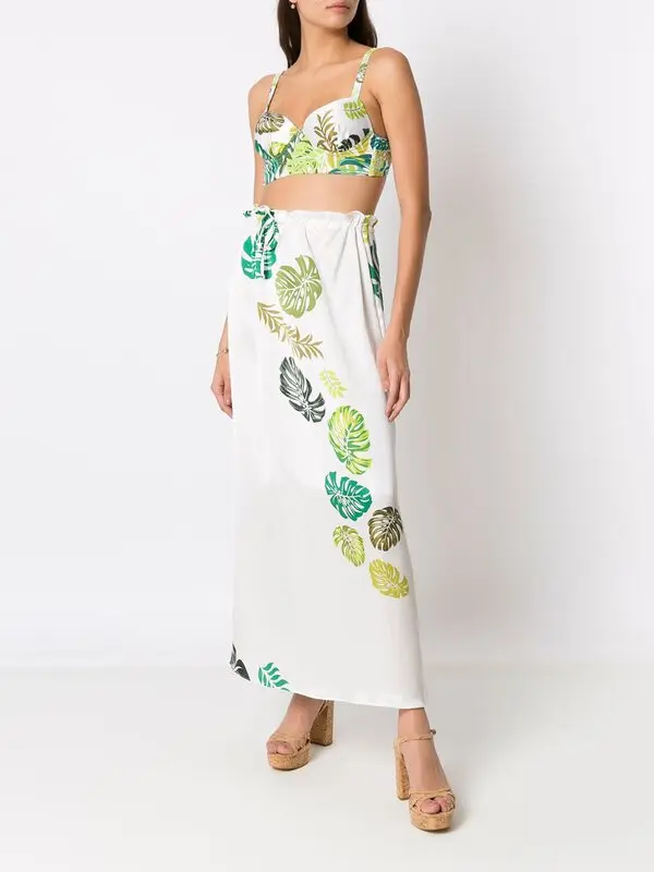 AMIR SLAMA Palm Leaf Print Midi Skirt
