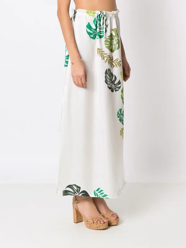 AMIR SLAMA Palm Leaf Print Midi Skirt