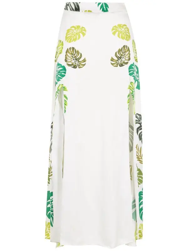 AMIR SLAMA Palm Leaf Print Maxi Skirt