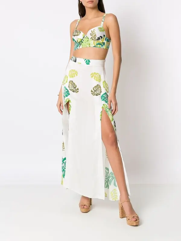 AMIR SLAMA Palm Leaf Print Maxi Skirt
