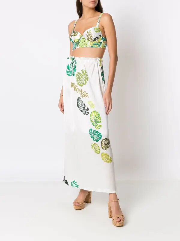 AMIR SLAMA Palm Leaf Print Bikini Top