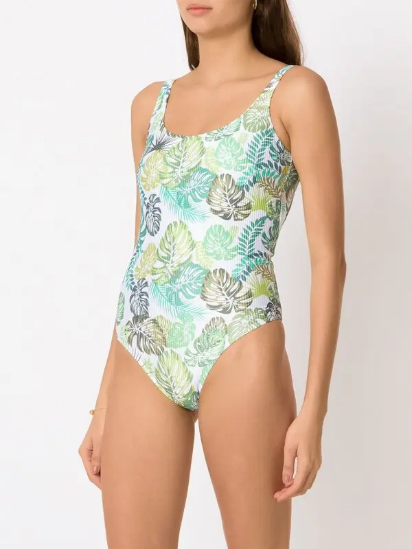 AMIR SLAMA Palm Leaf Print Swimsuit