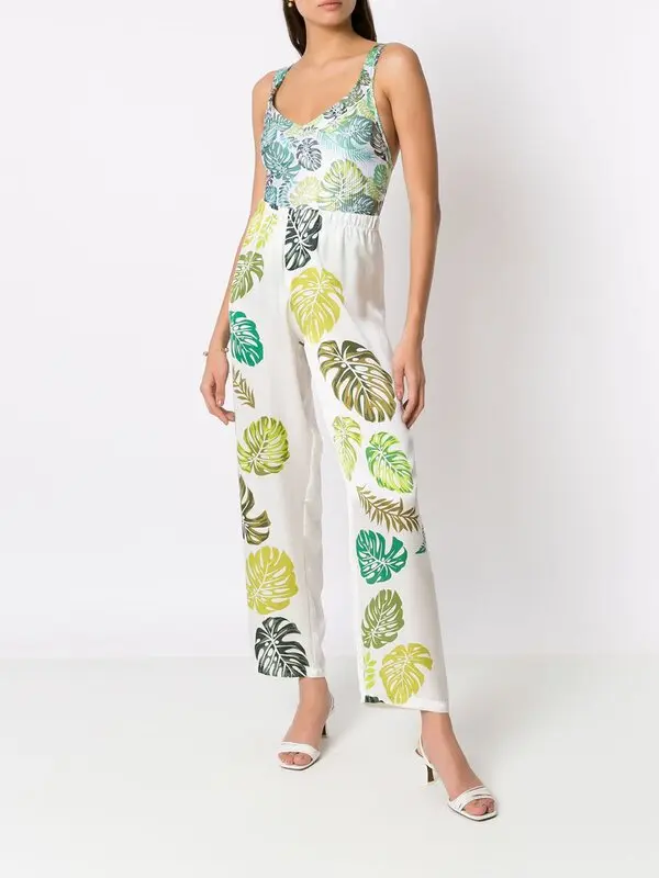 AMIR SLAMA Palm Leaf Print Trousers