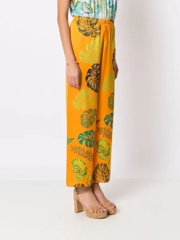 AMIR SLAMA Palm Leaf Print Trousers