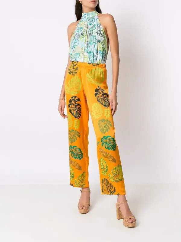 AMIR SLAMA Palm Leaf Print Bodysuit