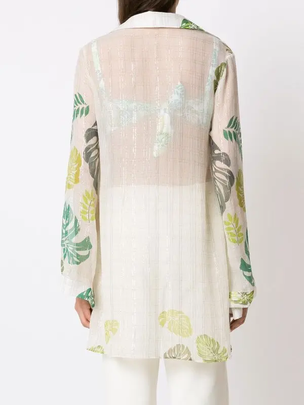 AMIR SLAMA Palm Leaf Print Beach Shirt