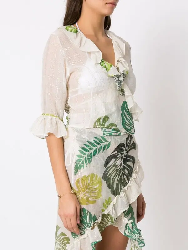 AMIR SLAMA Palm Leaf Print Blouse
