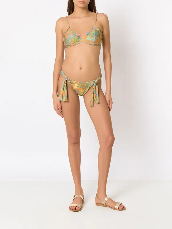 AMIR SLAMA Palm Leaf Print Bikini - Orange