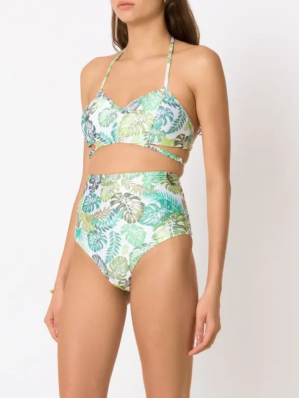 AMIR SLAMA Palm Leaf Print Bikini